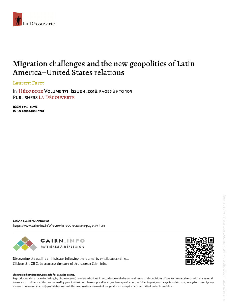 Geopolitics of Migration in Latin America | PDF | Immigration | Human ...