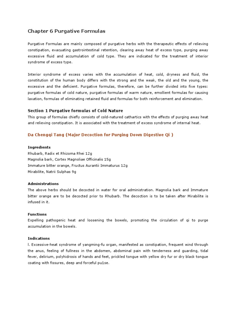 Traditional Purgative Formulas Guide | PDF | Constipation ...