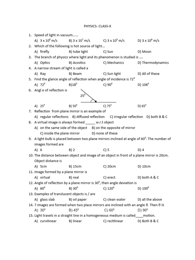 Physics-X & Xii | PDF | Reflection (Physics) | Mirror