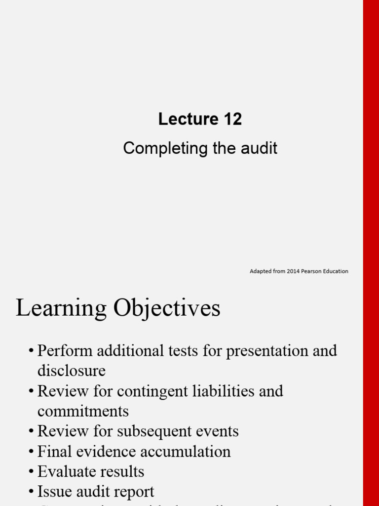 Lec 10 - ADT - Completing The Audit | PDF | Audit | Auditor's Report Lec 10 - ADT - Completing The Audit | PDF | Audit | Auditor's Report