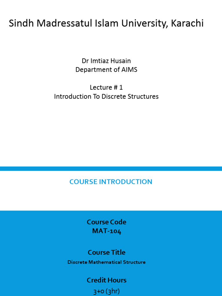 DMS Lecture 1 | PDF | Discrete Mathematics | Computer Science