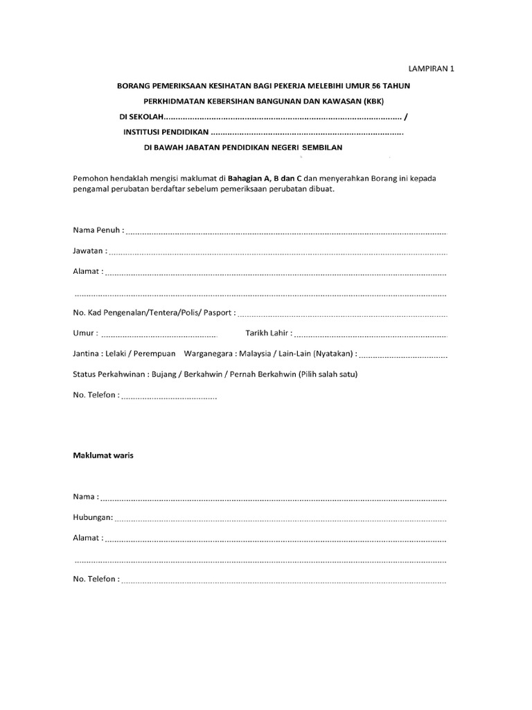 Borang Pemeriksaan KBK New | PDF