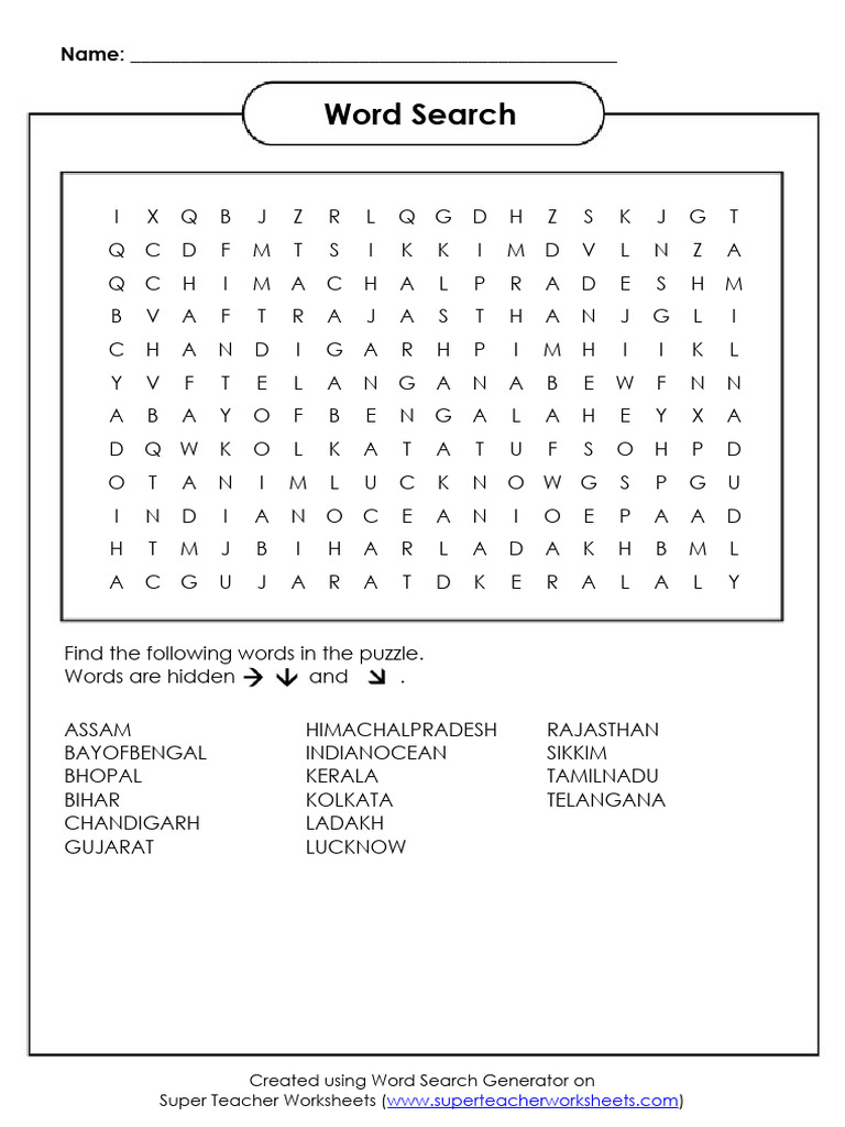Super Teacher Worksheets Word Search | PDF | Word Search | Linguistics