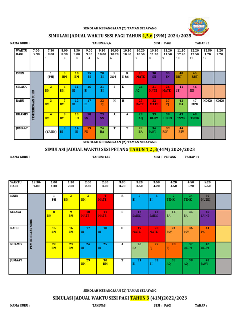 Simulasi Jadual Tahun 2024 | PDF