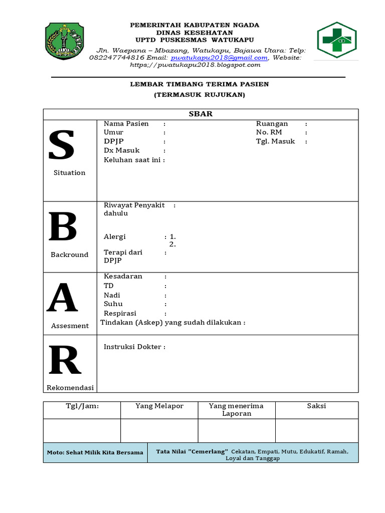 Format SBAR TBAK Watukapu Edit Ok PDF | PDF