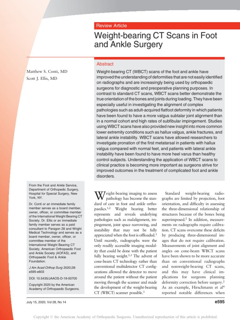 Weight Bearing CT Scans in Foot and Ankle Surgery.5 (1) | PDF | Foot ...