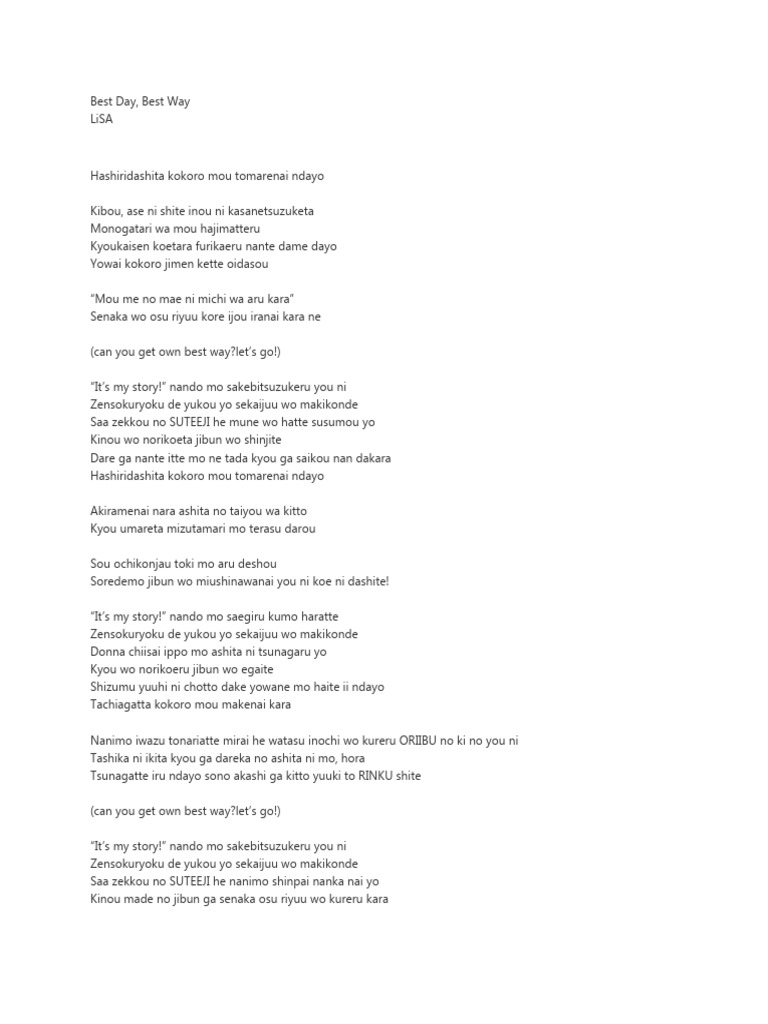 Lisa - Best Day, Best Way (Lirik) | PDF | Social Science