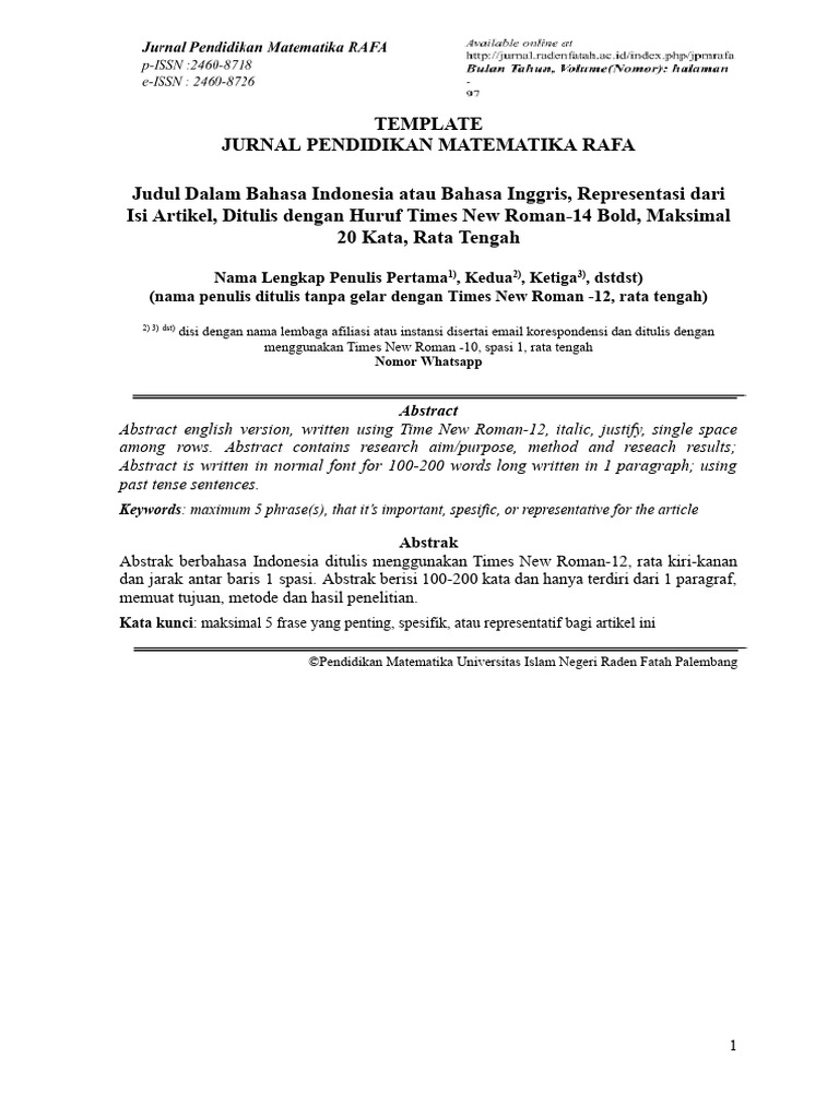 Panduan Penulisan Jurnal Pendidikan Matematika | PDF