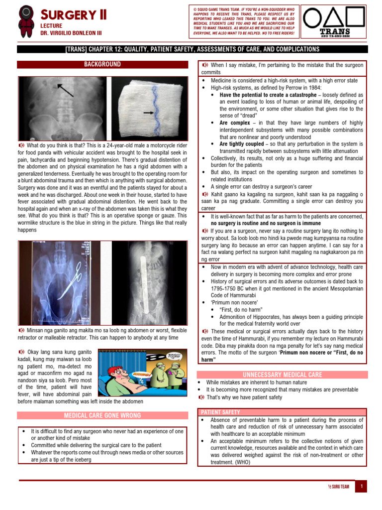 SCHWARTZ PATIENT SAFETY DR. BONLEON | Download Free PDF | Surgery ...