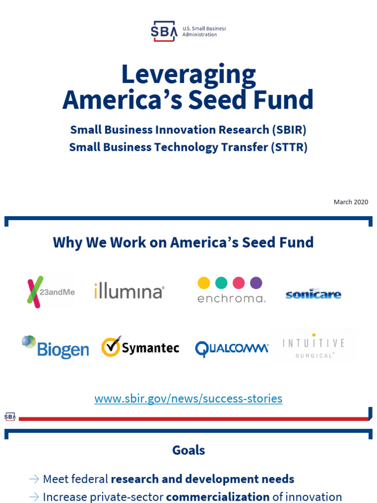 SBA_SBIR_Overview_March2020 | PDF | Innovation | Small Business ...