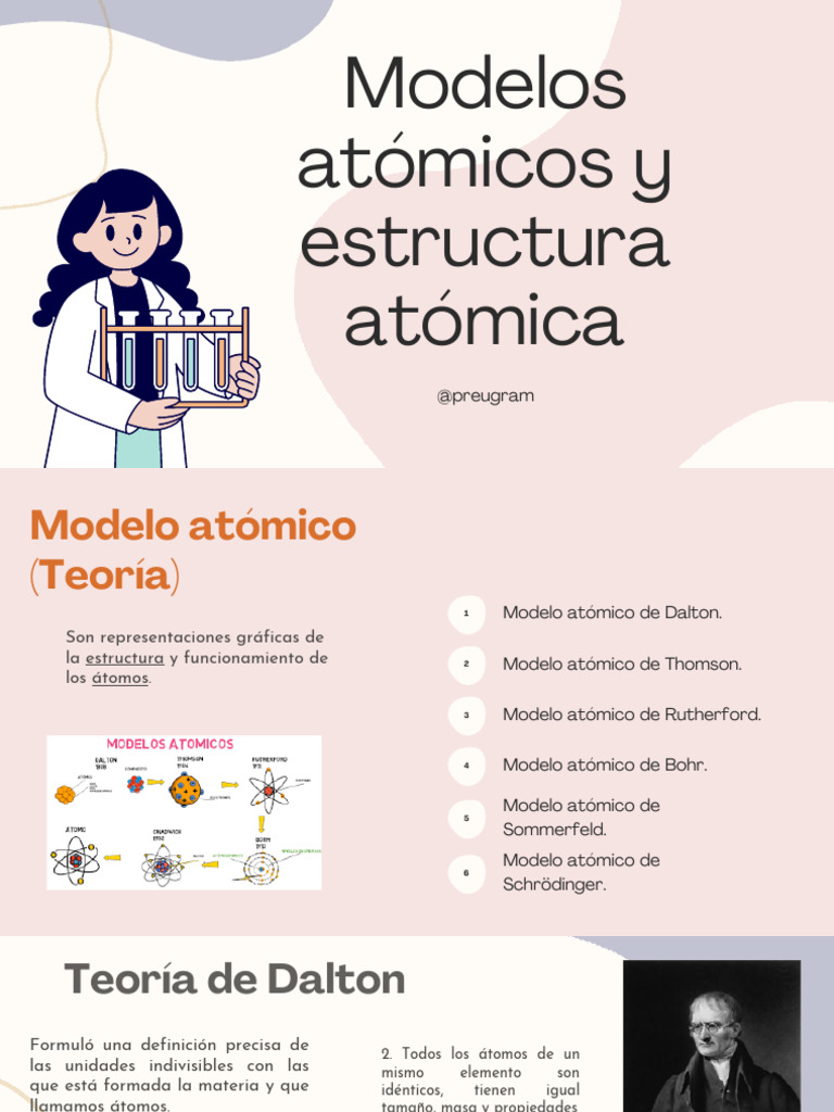 Clase 3 - Modelo y Estructura Atómica - PREUGRAM | PDF | Átomos | Electrón