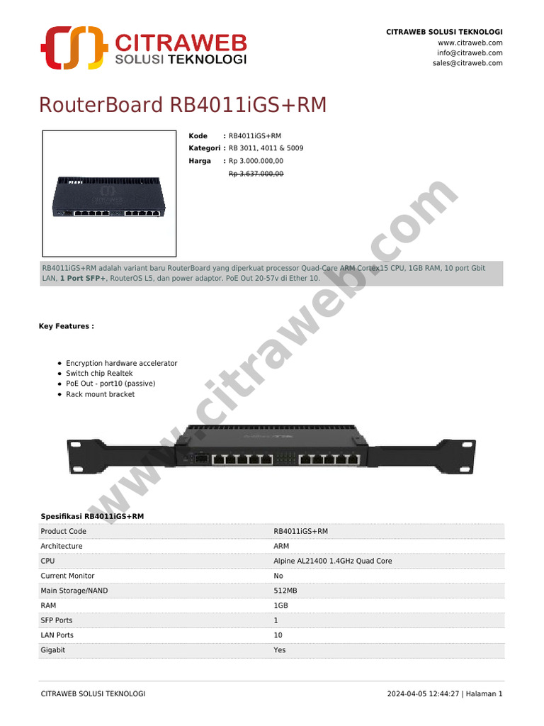 brosur-RB4011iGS+RM 20240405 | PDF | Manufactured Goods | Electrical ...