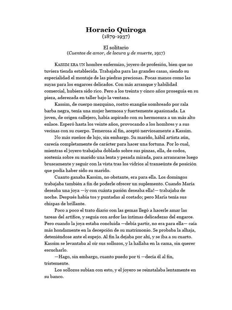 El Solitario de Horacio Quiroga | Descargar gratis PDF | Joyería | Adornos