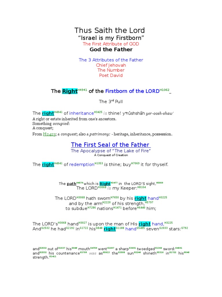 Thus Saith the Lord: “Israel is my Firstborn” | Thou | Jesus