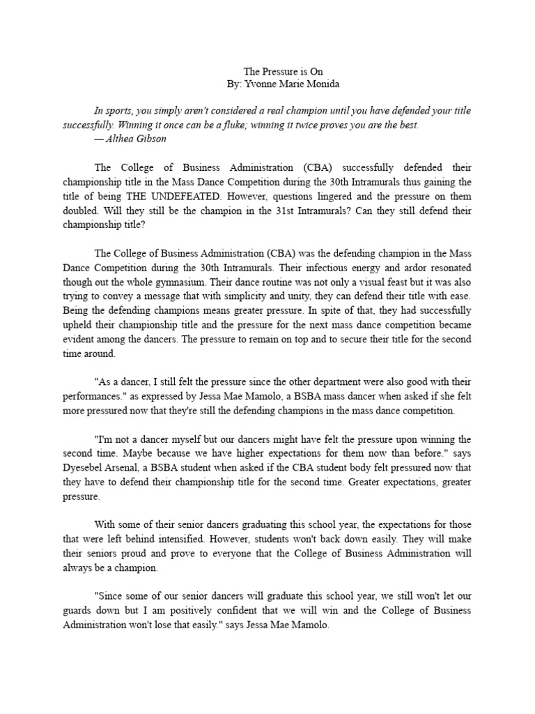 The Pressure Is On | PDF