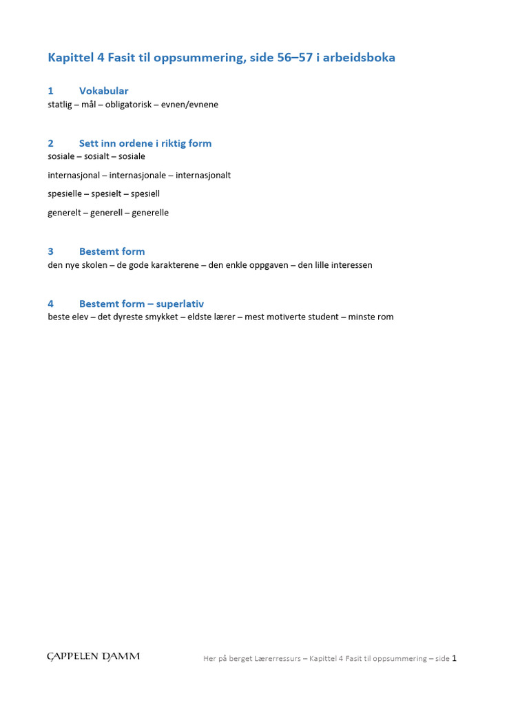 Kapittel 4 Fasit Til Oppsummering PDF | PDF