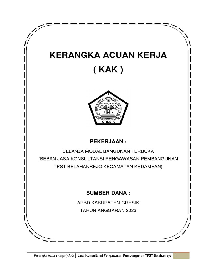 KAK Pengawasan Belahanrejo 2023 | PDF | Bisnis | Pengelolaan Keuangan & Uang