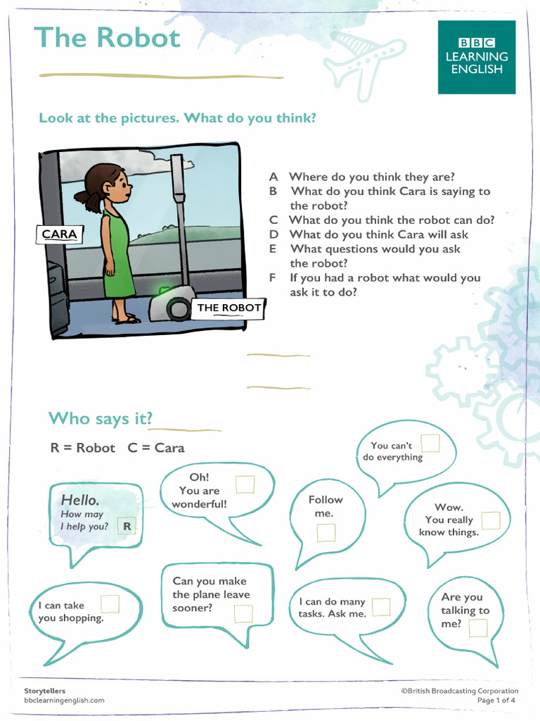 BBC Storytellers The Robot Activities | PDF