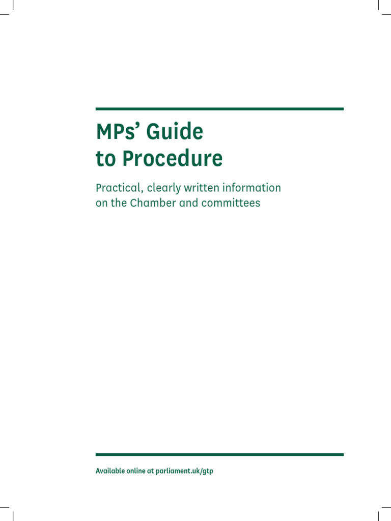 Mps Guide To Procedure | PDF | Oath Of Office | House Of Commons Of The ...