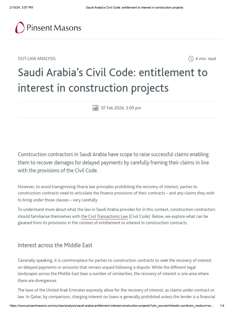 Saudi Arabia’s Civil Code_ entitlement to interest in construction ...