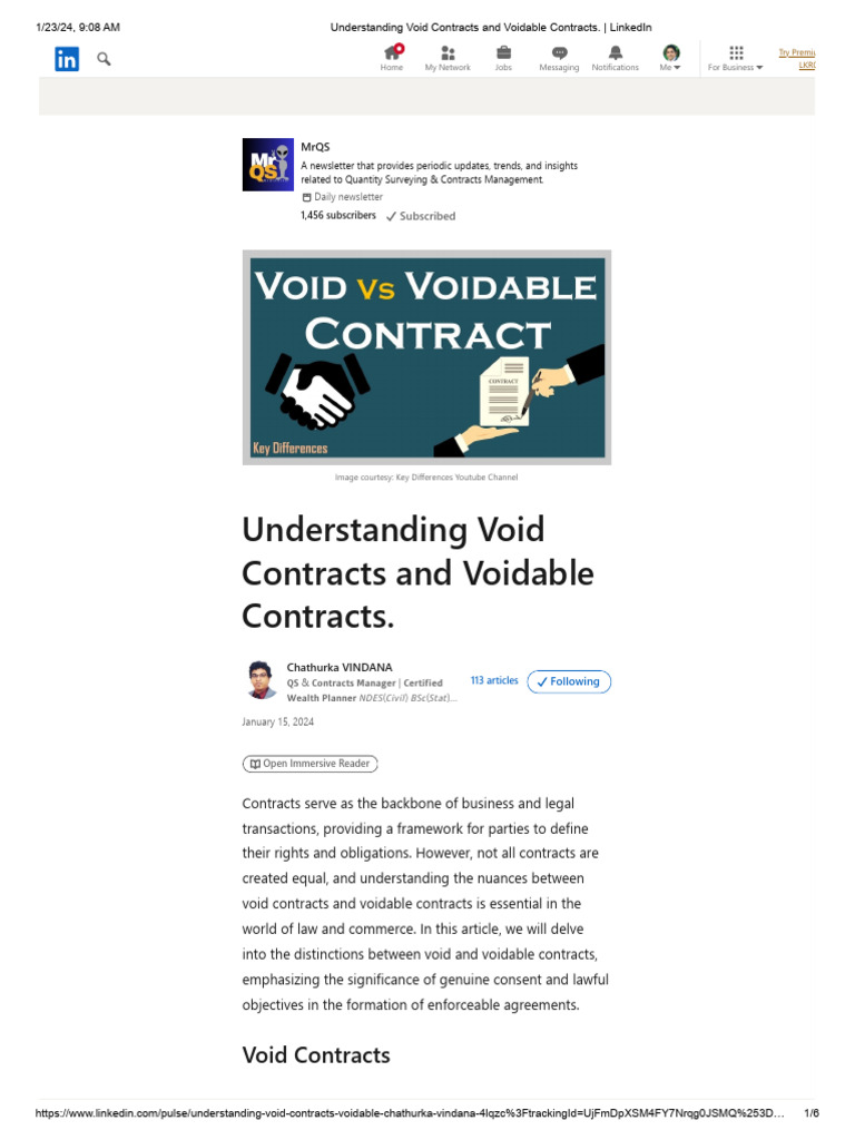 Distinguishing Void and Voidable Contracts | PDF | Void (Law ...