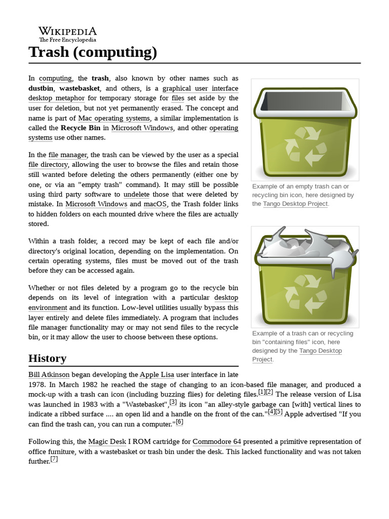 Trash (Computing) | PDF | Computer File | Computing