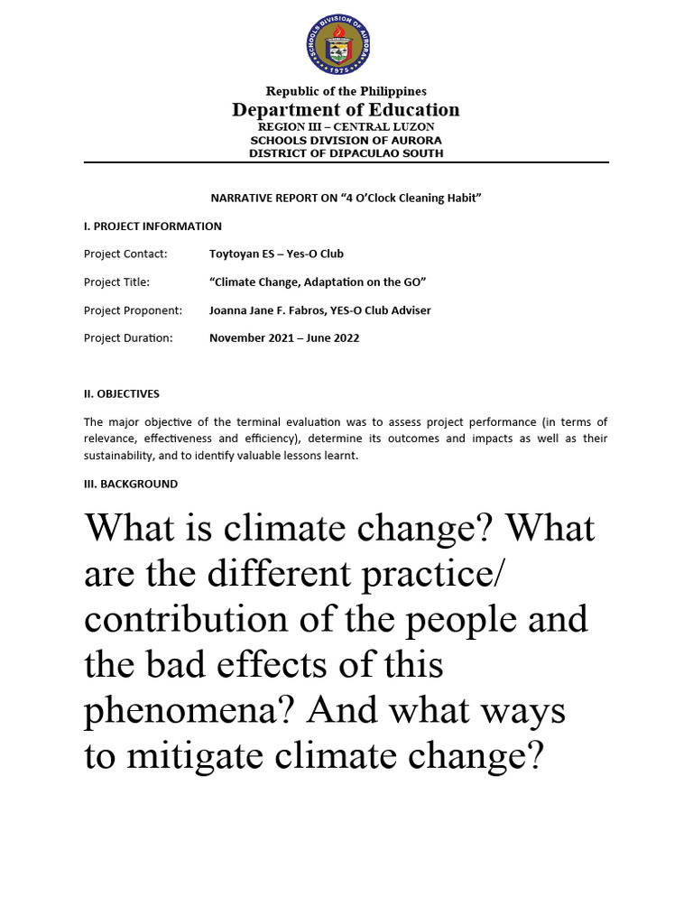 Narrative Report on Climate Change | Download Free PDF | Climate Change ...
