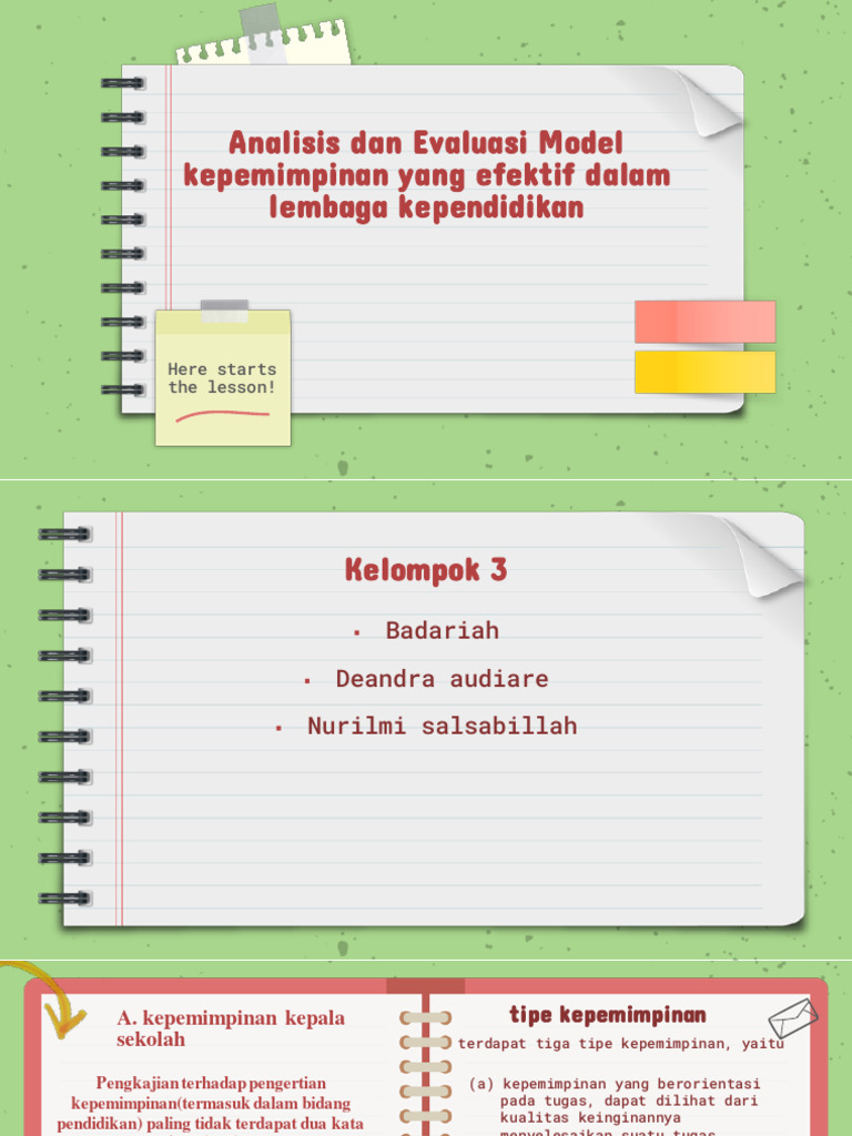 Model Kepemimpinan Efektif Dalam Lembaga Pendidikan Kel 3 | PDF