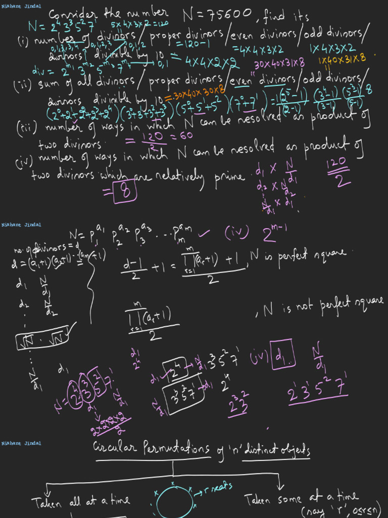 Permutation and Combination L-11 (Class Notes) NJ - 247 | PDF