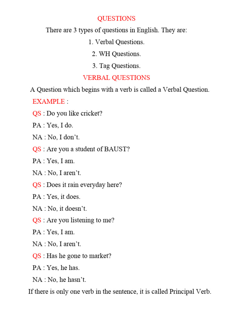 Basic Grammar | PDF | Question | Subject (Grammar)