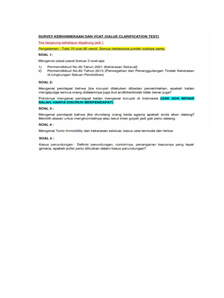 Kisi-Kisi VCAT | PDF