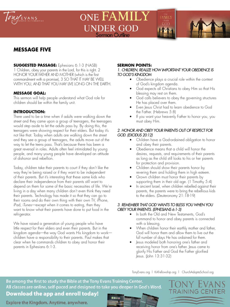 One Family Under God Outline 5 2017 | PDF | Obedience (Human Behavior ...