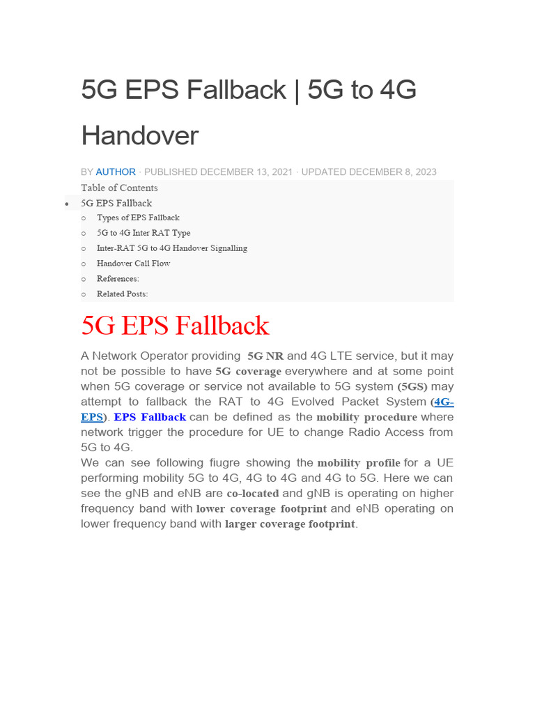 5G EPS Fallback | PDF | Network Architecture | Wireless