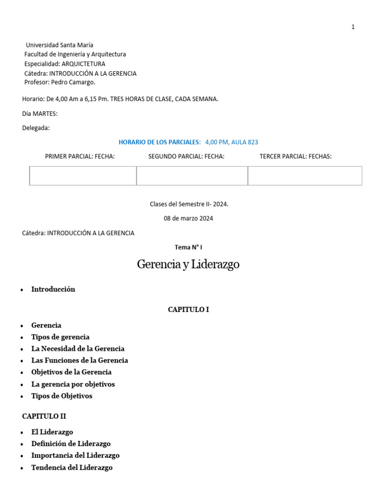 Tema I Int Gcia Semes I 2022 | PDF | Liderazgo | Business