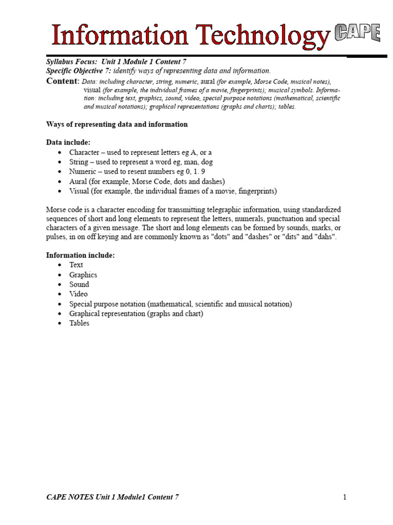 Data and Information Representation Methods | PDF