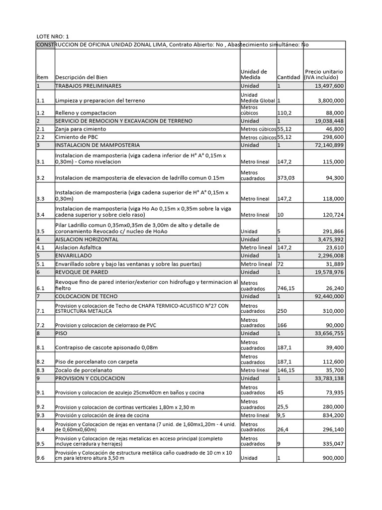 Ejemplo Analisis de Costo | PDF | Ingeniería de Edificación | Diseño arquitectonico