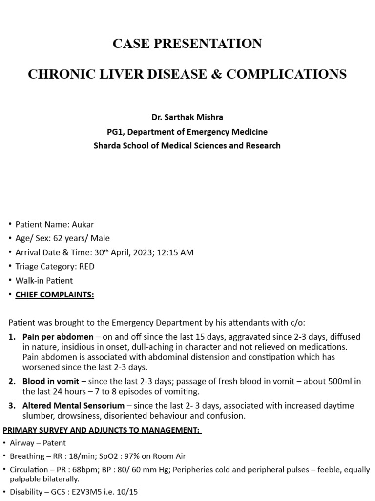 CLD Case Presentation | PDF | Medical Specialties | Diseases And Disorders