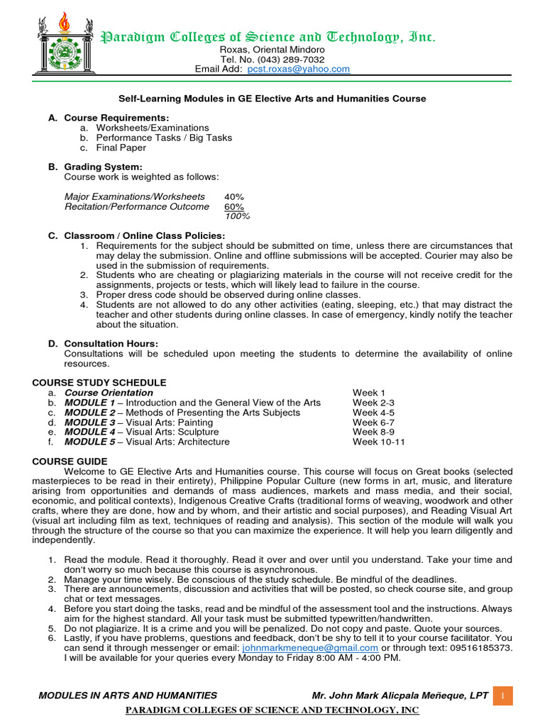 Module For Art and Humanities | PDF | Impressionism | The Arts