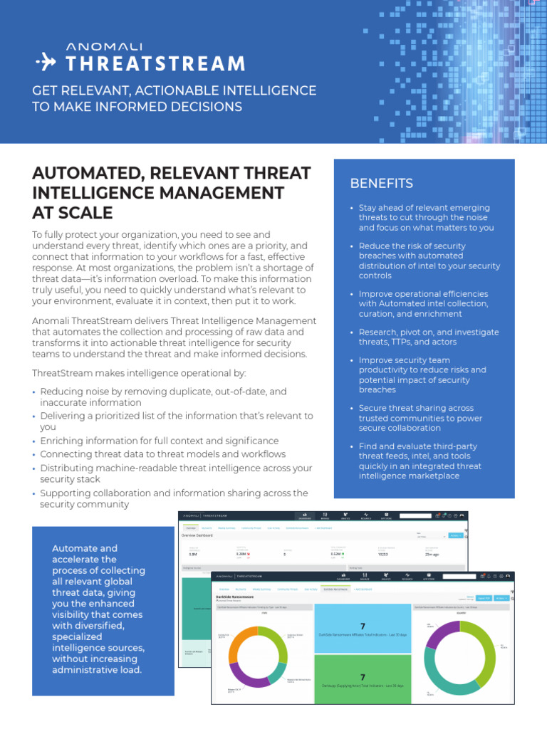 ThreatStream Datasheet | PDF | Computer Security | Security