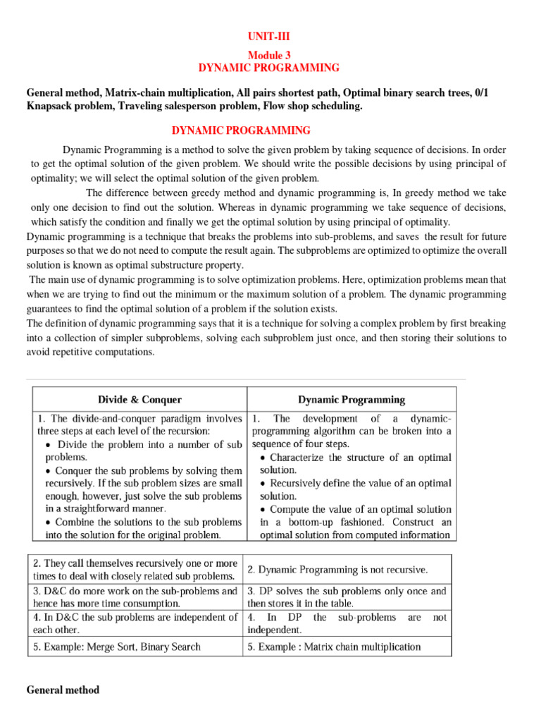 UNIT 3idjlska | PDF | Dynamic Programming | Mathematical Optimization