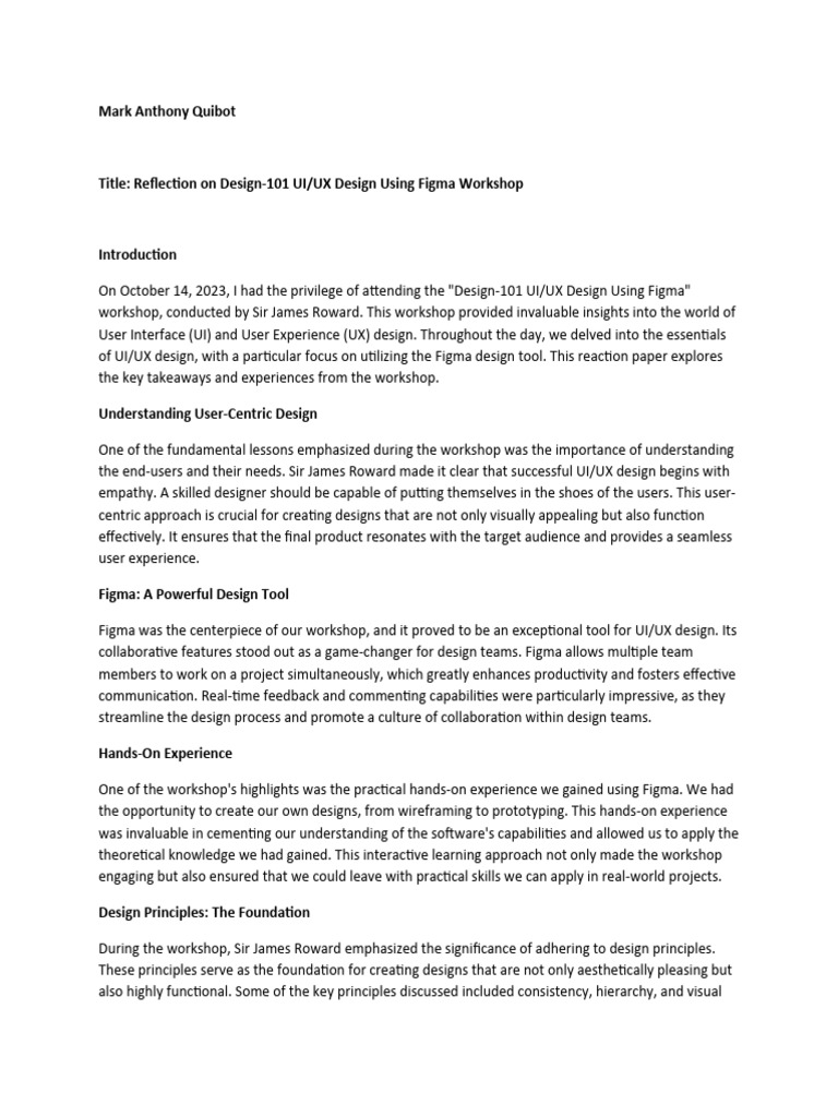 Ui Ux Design Using Figma Reaction Paper | PDF | User Interface | Design