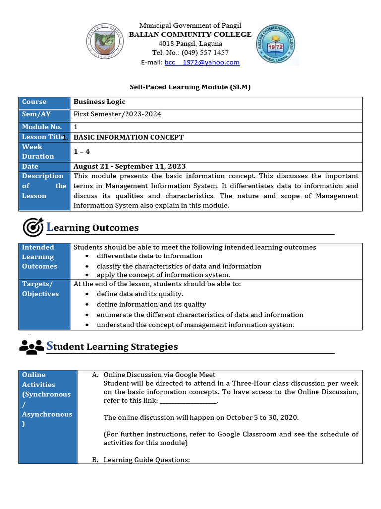 BL Module 1 | PDF | Information | Databases