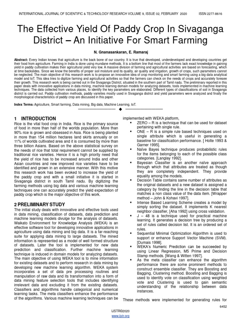 Smart Farming for Paddy Yield Enhancement | PDF | Agriculture | Rice