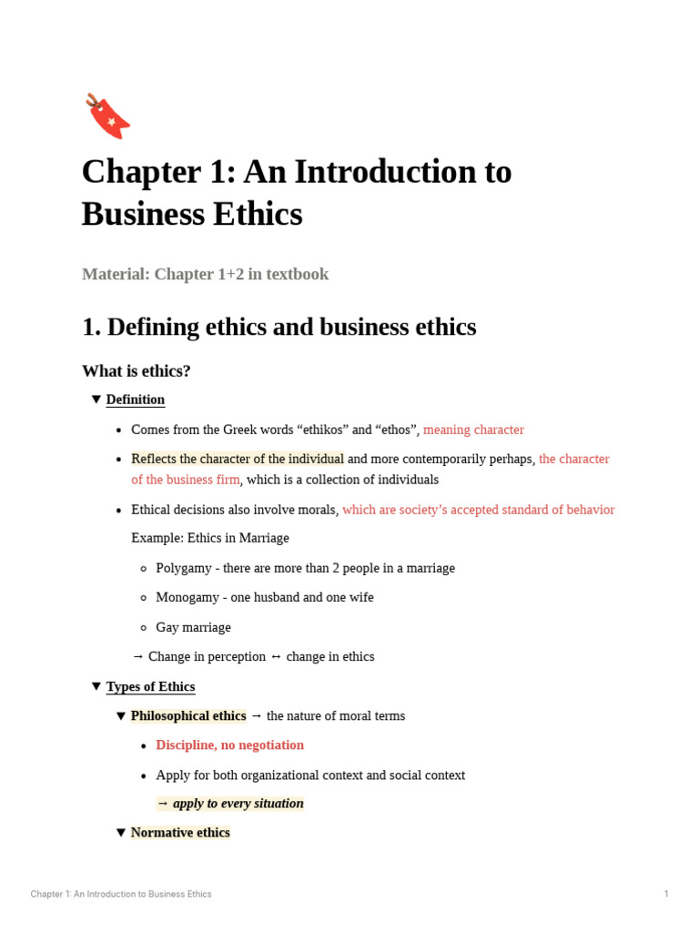 Chapter 1 An Introduction to Business Ethics | PDF | Business Ethics ...