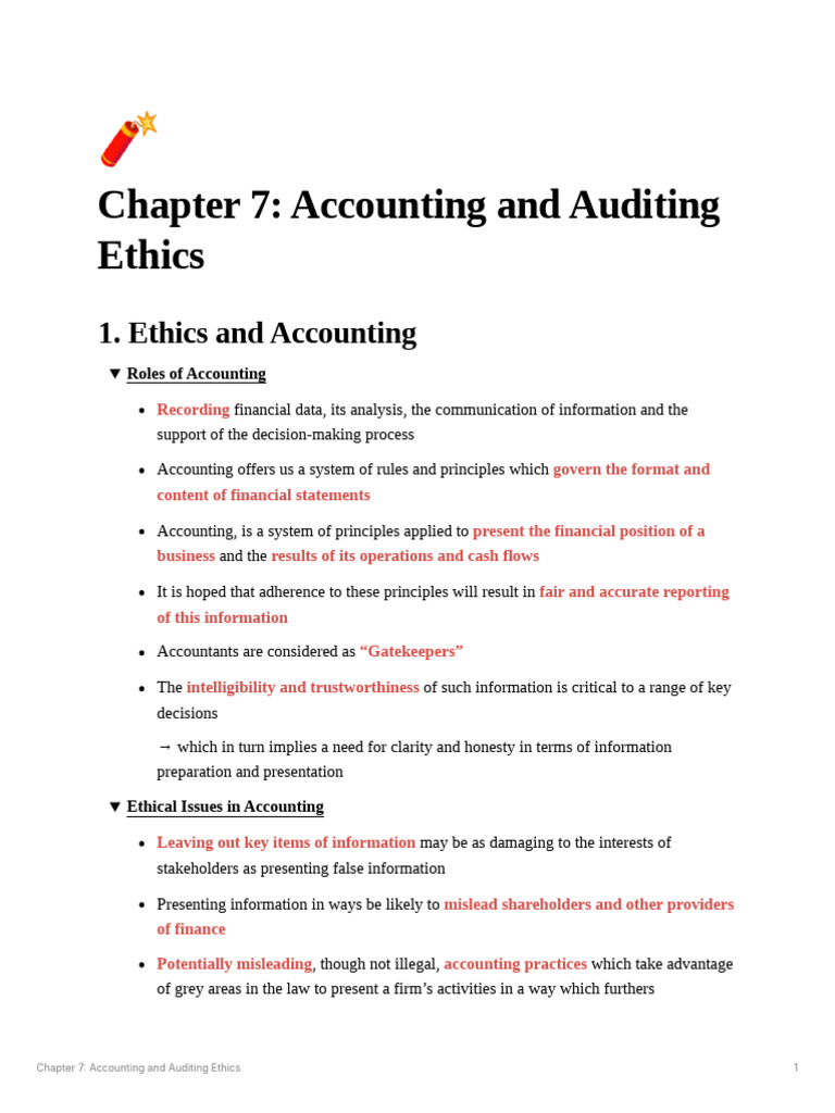 Chapter 7 Accounting and Auditing Ethics | PDF | Audit | Accounting