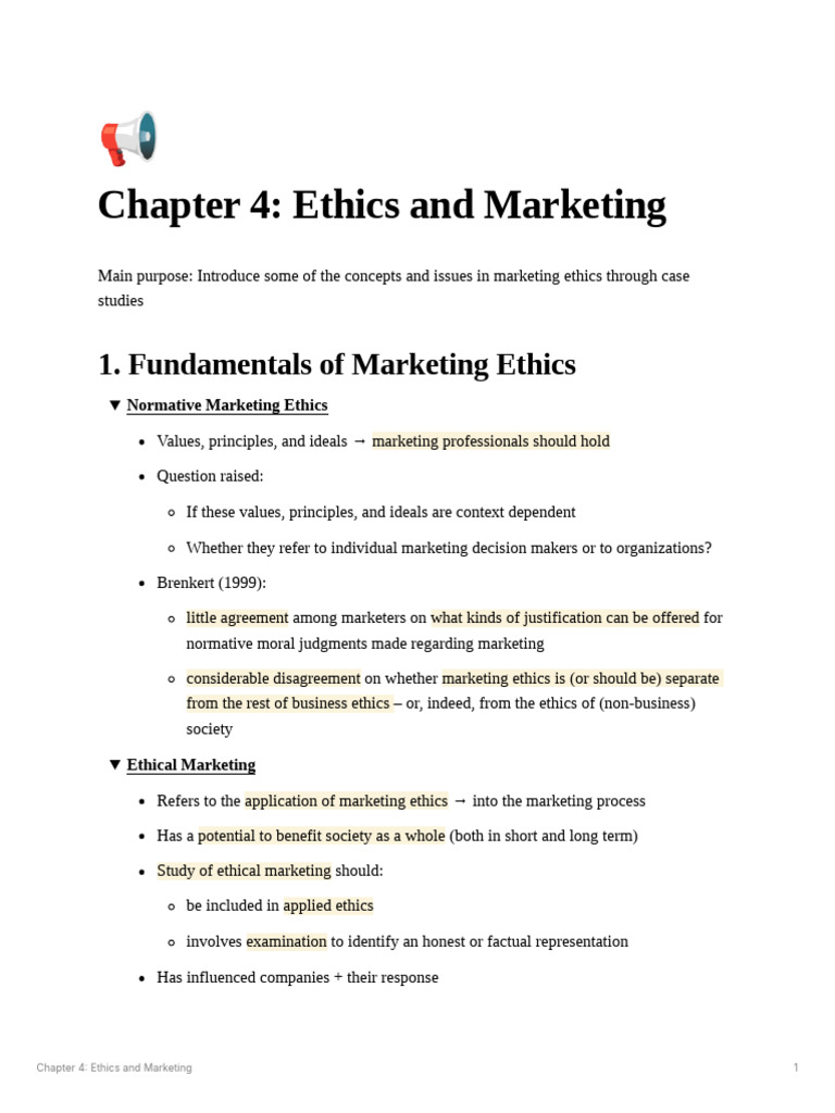 Chapter 4 Ethics and Marketing | PDF | Marketing | Advertising