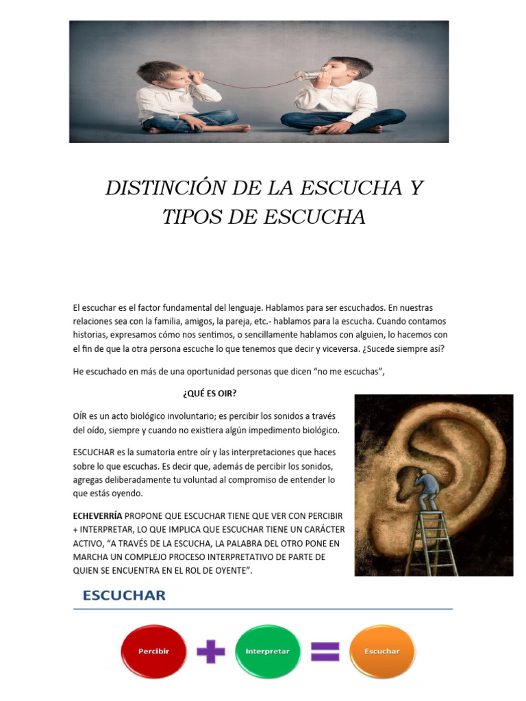 Distincion Escucha y Tipos | PDF | Las emociones | Percepción