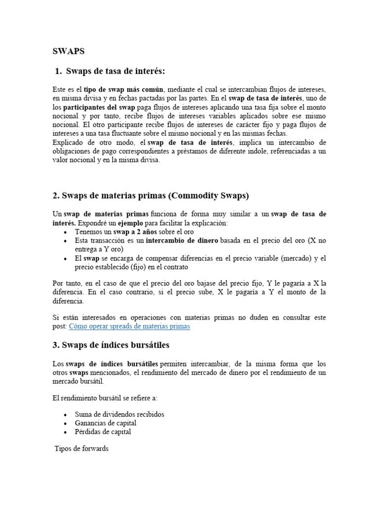 Swaps | Descargar gratis PDF | Opción (Finanzas) | Swap (Finanzas)
