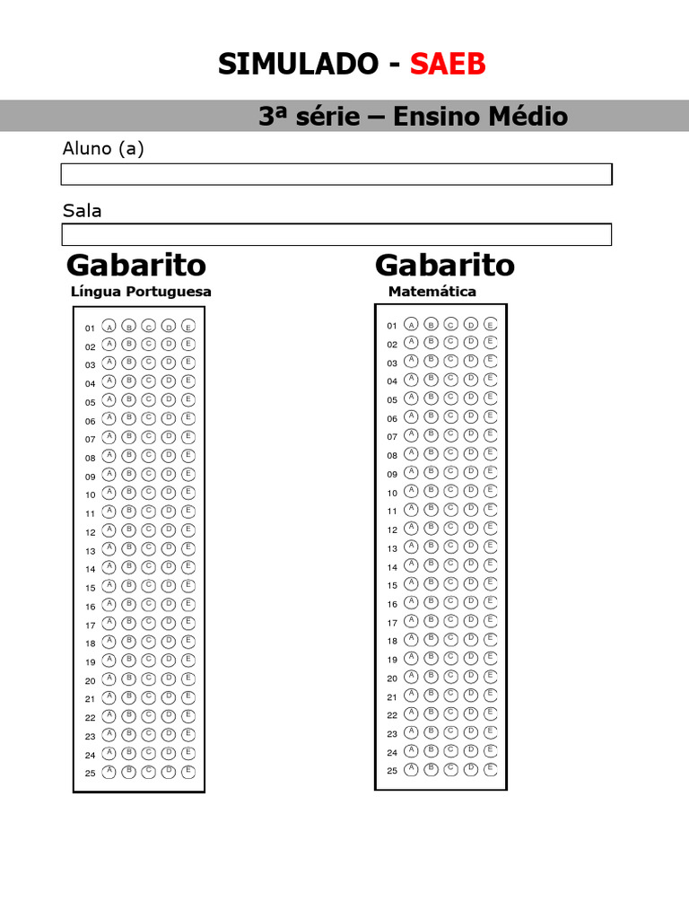 Simulado LP e Mat - SAEB | PDF