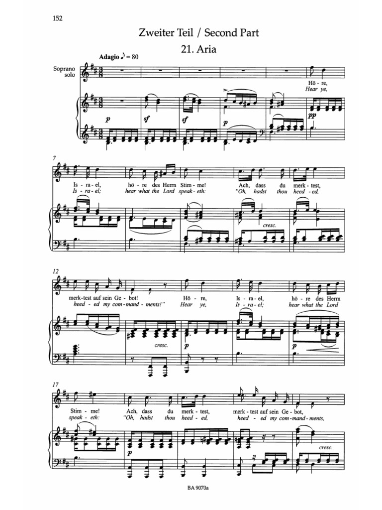 Hear ye, Israel - Elijah - Felix Mendelssohn | PDF